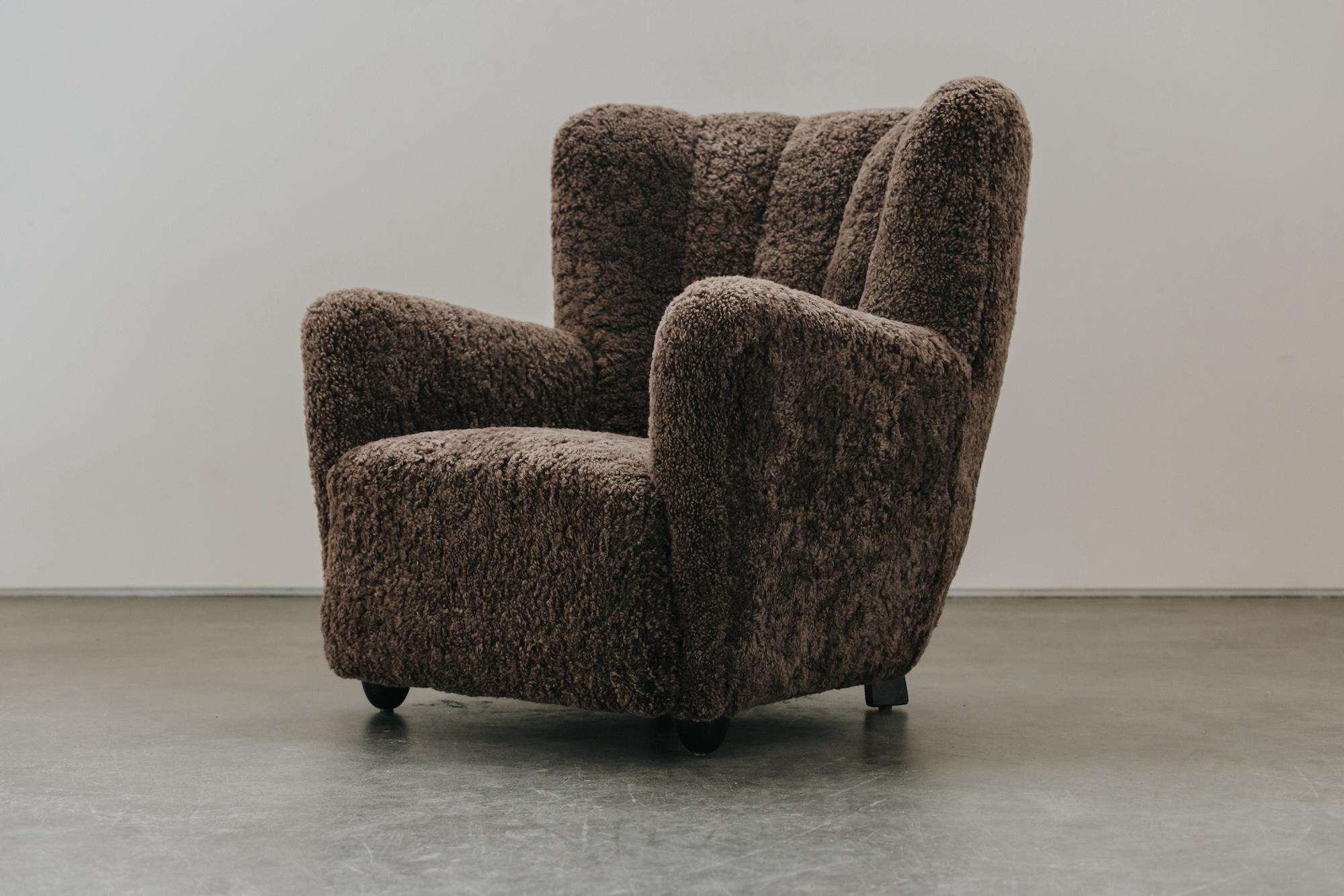 Vintage Shearling Cabinetmaker Lounge Chair From Denmark, Circa 1950 ...