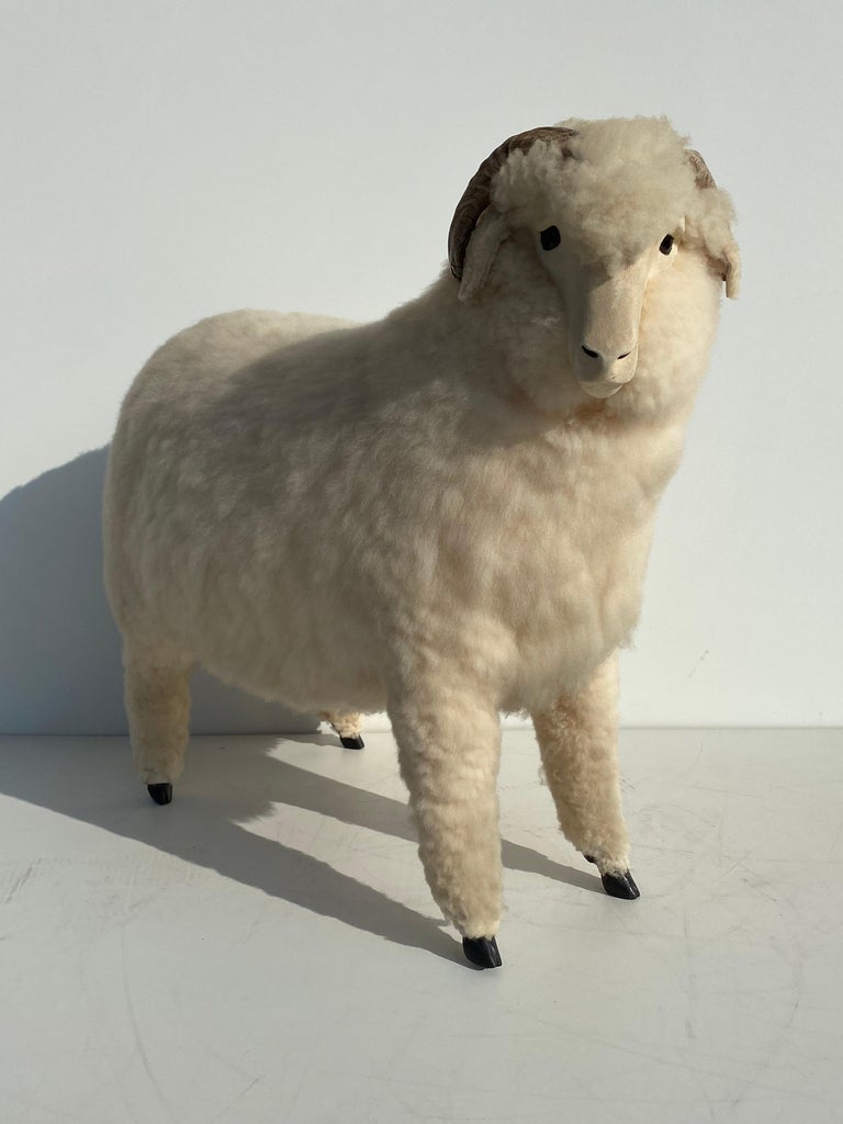 Vintage Sheep Sculpture Footrest at 1stDibs