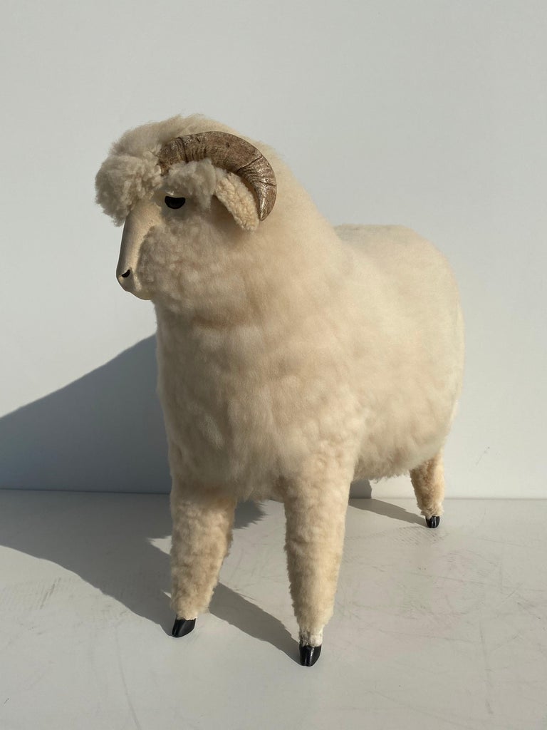Vintage Sheep Sculpture Footrest at 1stDibs
