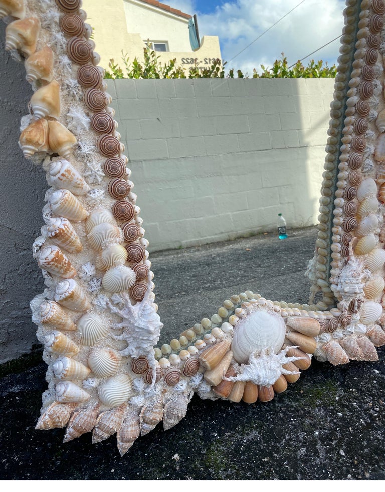 Vintage Shell Encrusted Wall Mirror For Sale at 1stDibs