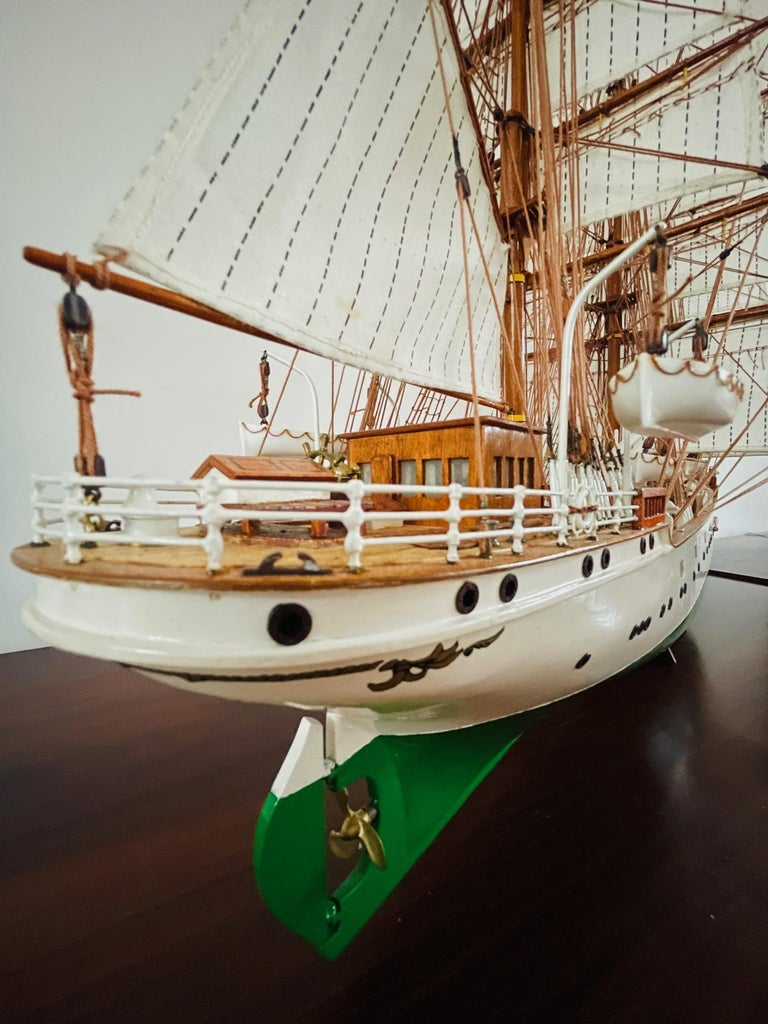 Vintage Ship Model Danmark, Denmark Wooden Tall Ship Model in Display ...