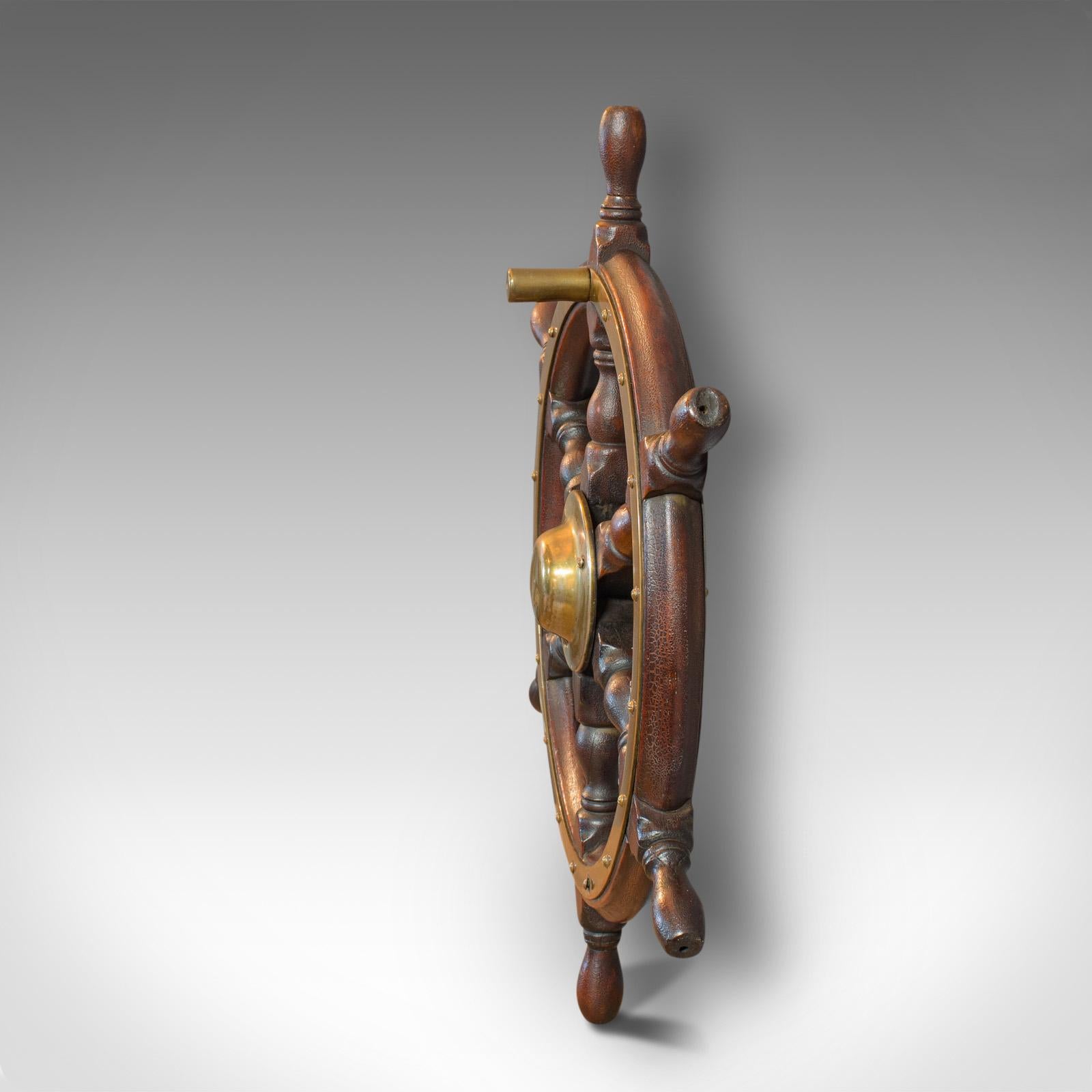 Vintage Ship's Wheel, English, Oak, Brass, Decorative, Maritime ...