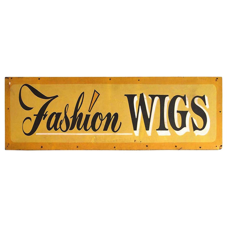 Vintage Sign "Fashion Wigs" For Sale at 1stDibs
