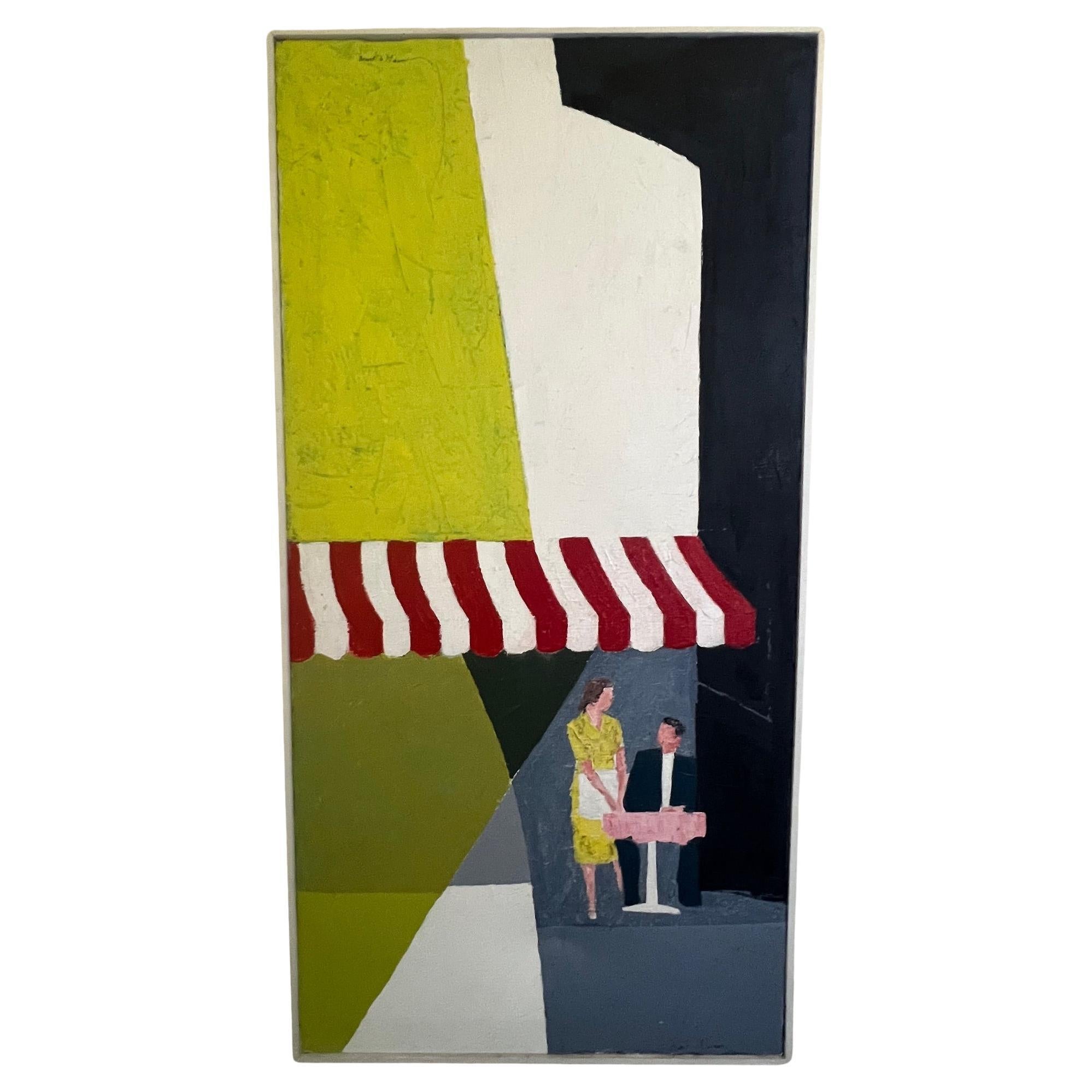 Vintage Original Signed Multicolor Abstract Painting For Sale at 1stDibs