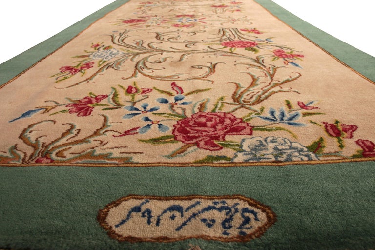 Vintage Signature Twin Persian Runners in Beige with Red and Green ...