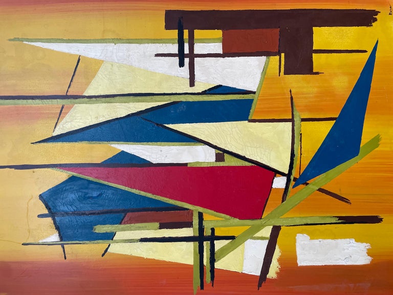 Vintage Signed Abstract Painting For Sale at 1stDibs