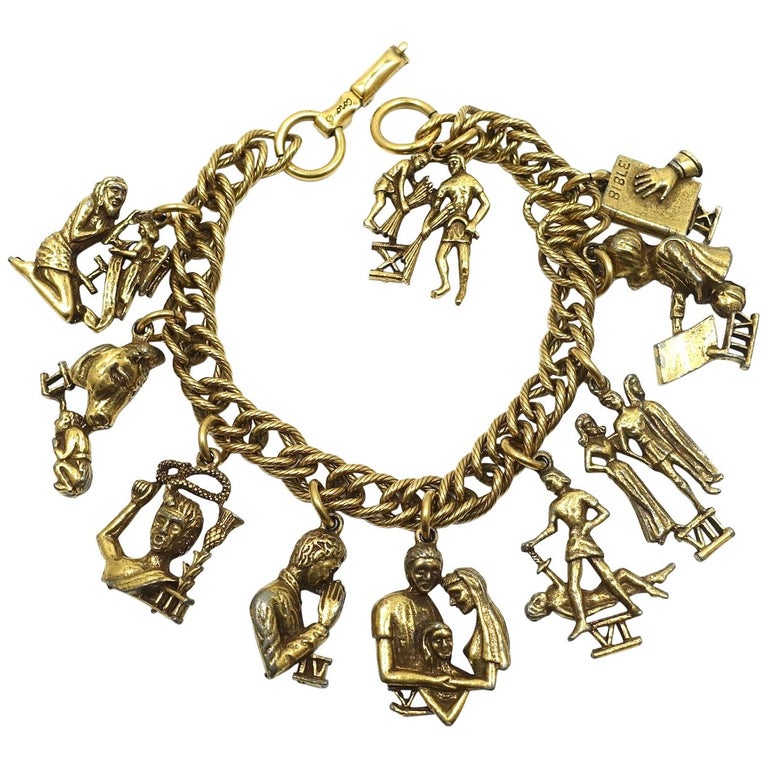 Vintage Signed Coro 10 Commandments Charm Bracelet For Sale at 1stDibs ...