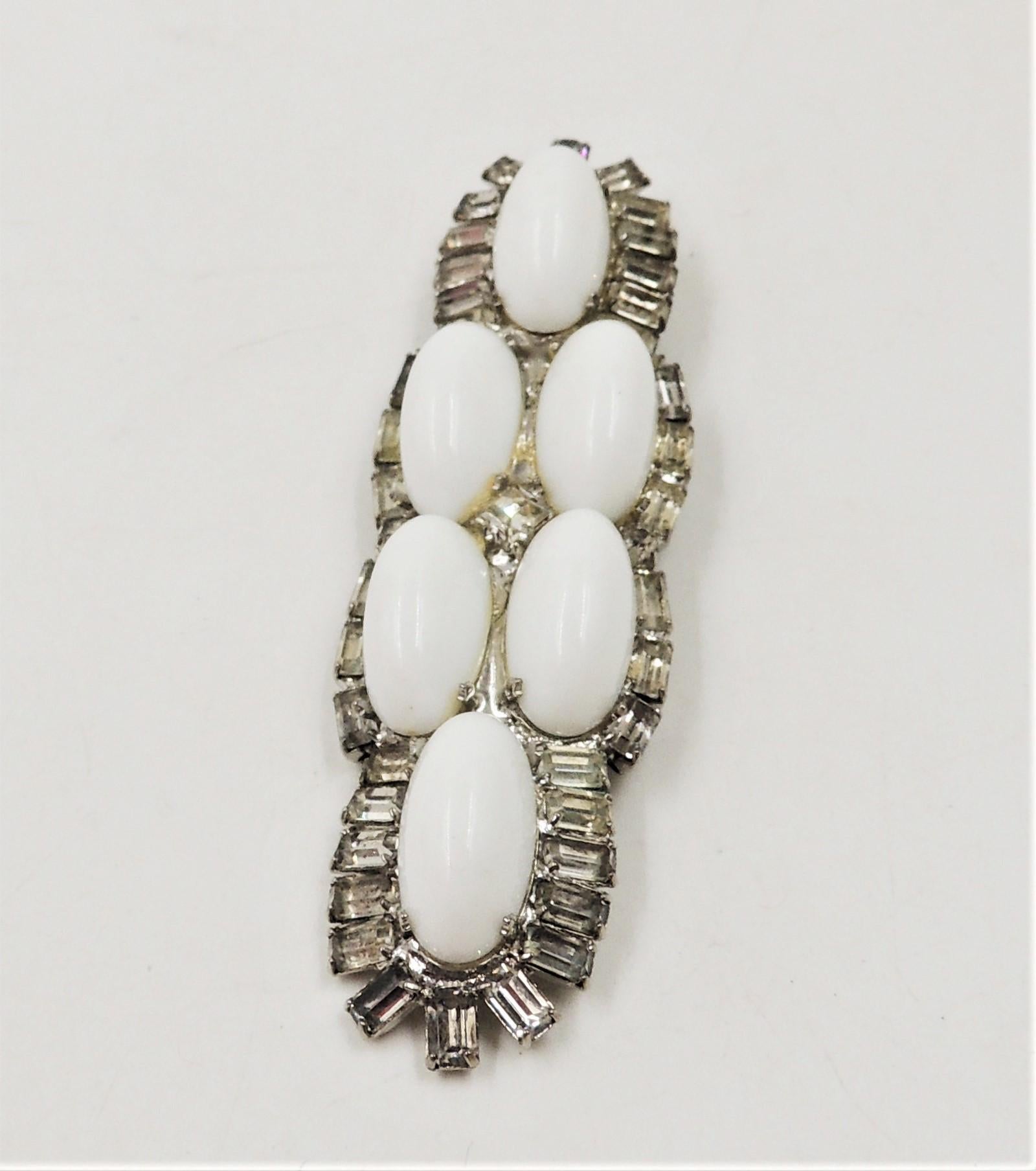 Vintage Signed DeLillo Rhodium Plate White Cabochon Rhinestone Dress ...