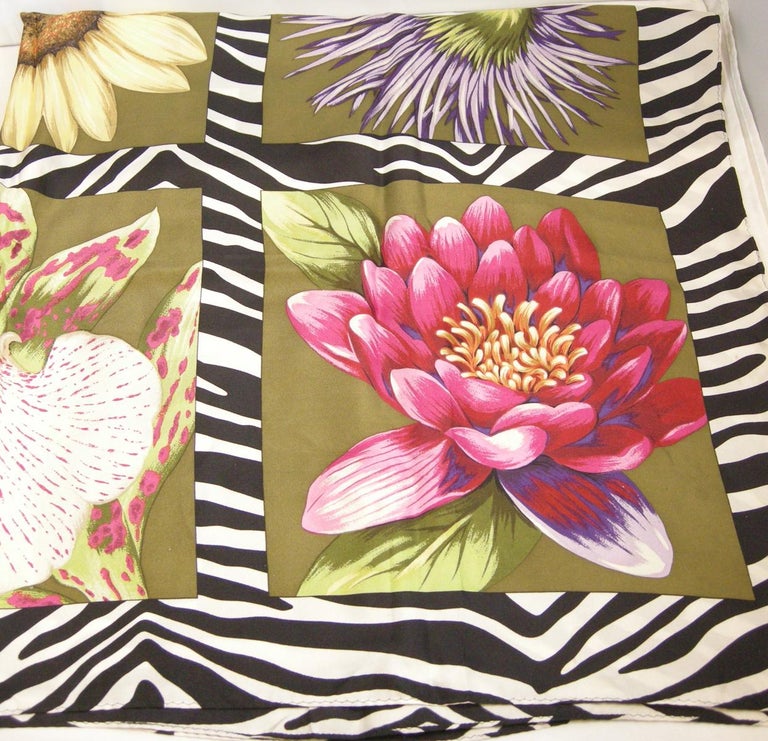 Vintage Signed Echo Floral Design Silk Scarf For Sale at 1stDibs