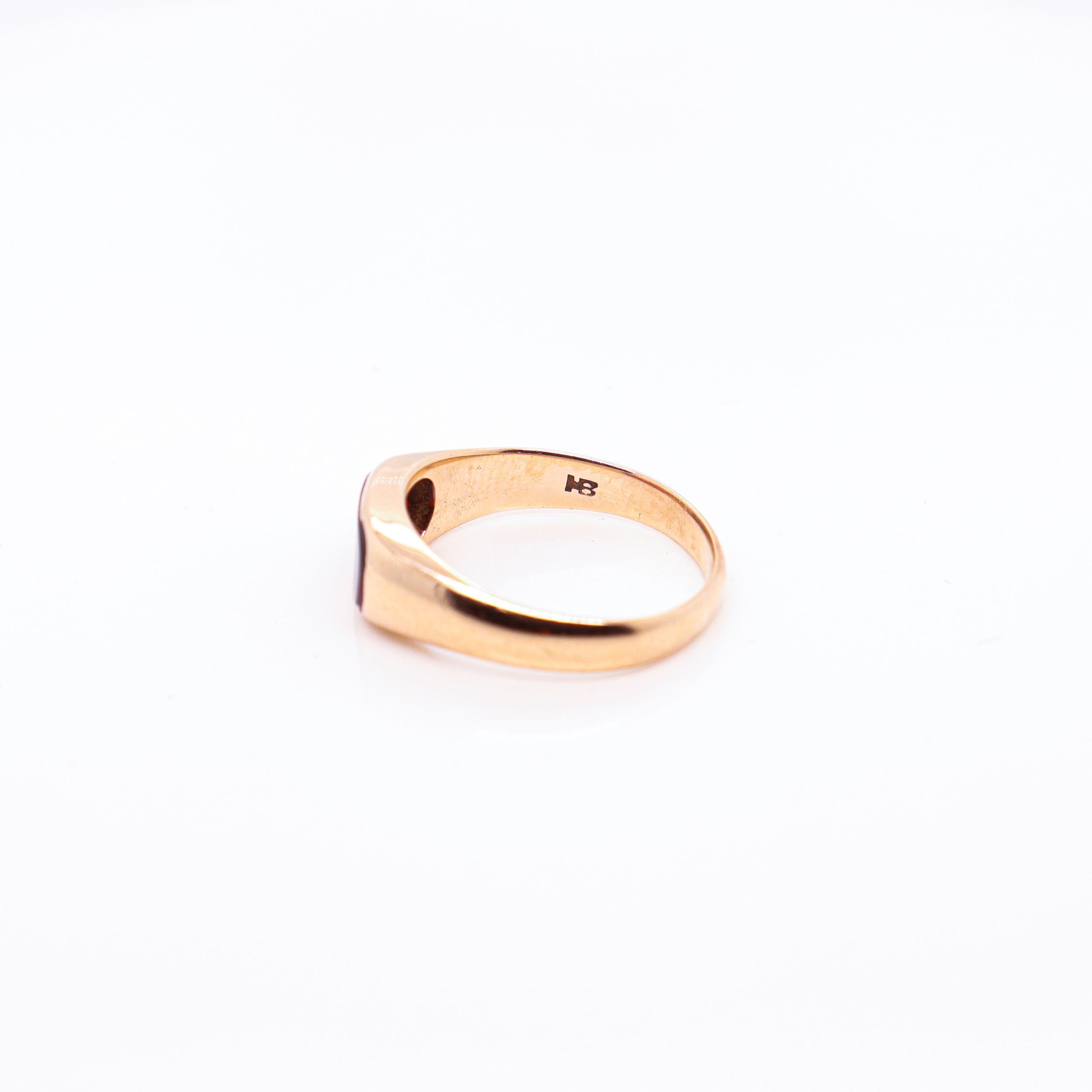 Vintage Signed Heintz Bros Art Deco 14 Karat Gold and Garnet Signet ...