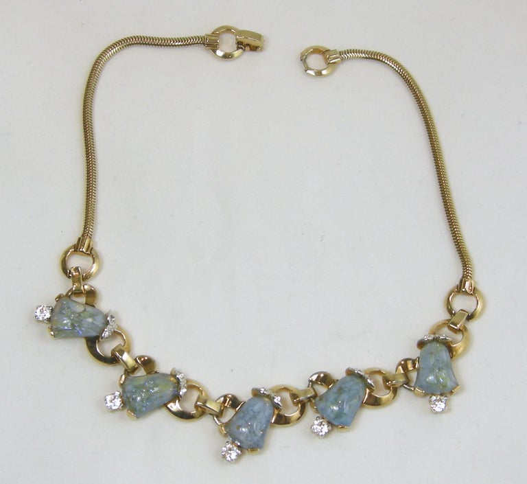 Vintage Signed Mazer Bros. Blue Necklace For Sale at 1stDibs