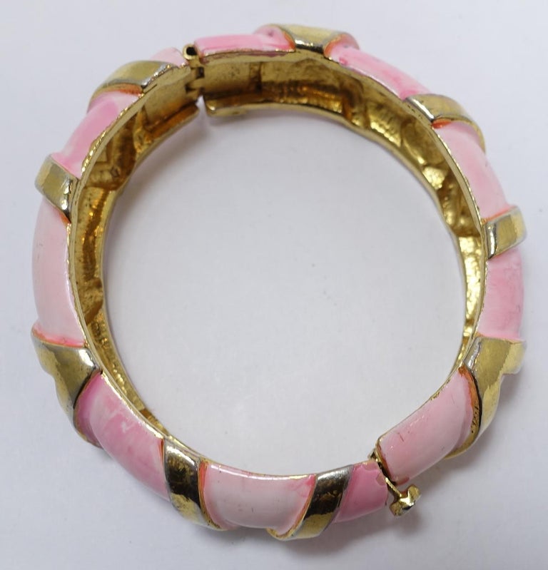 Vintage Signed “Original by Robert” Pink Coral Enamel Bracelet For Sale ...