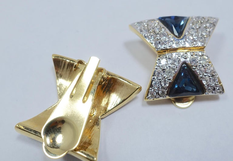 Vintage Signed Vogue Bijoux Blue and Clear Crystals Earrings For Sale ...