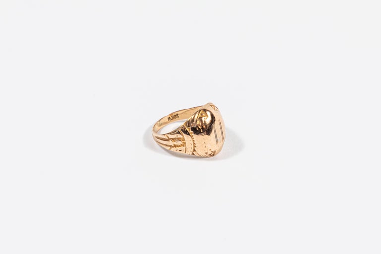 Vintage Signet Style 10 Karat Gold Class Ring By Herff Jones At 1stdibs