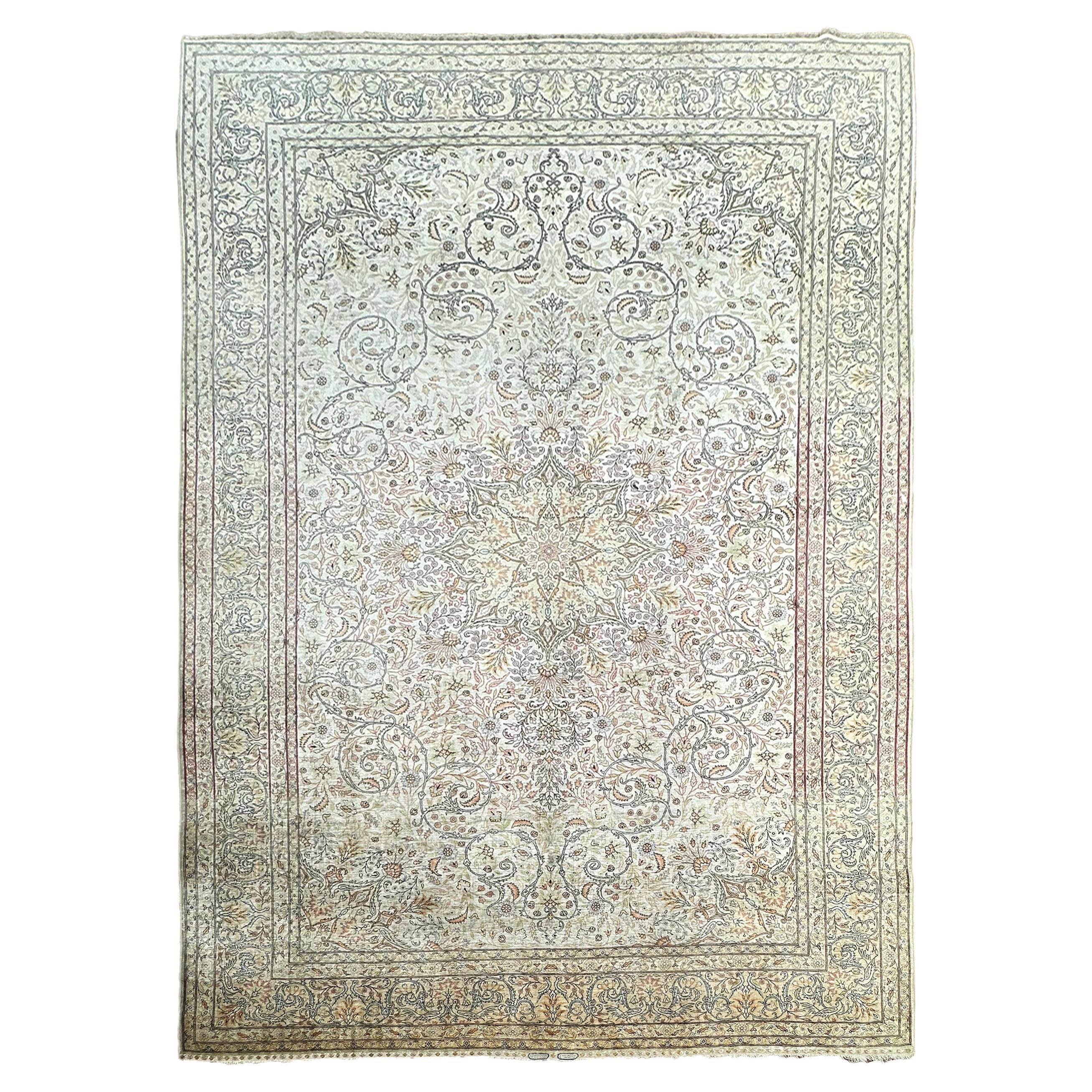 Vintage Silk Hereke Fine 100% Silk High Quality Museum Signed Rug 7x10 ...