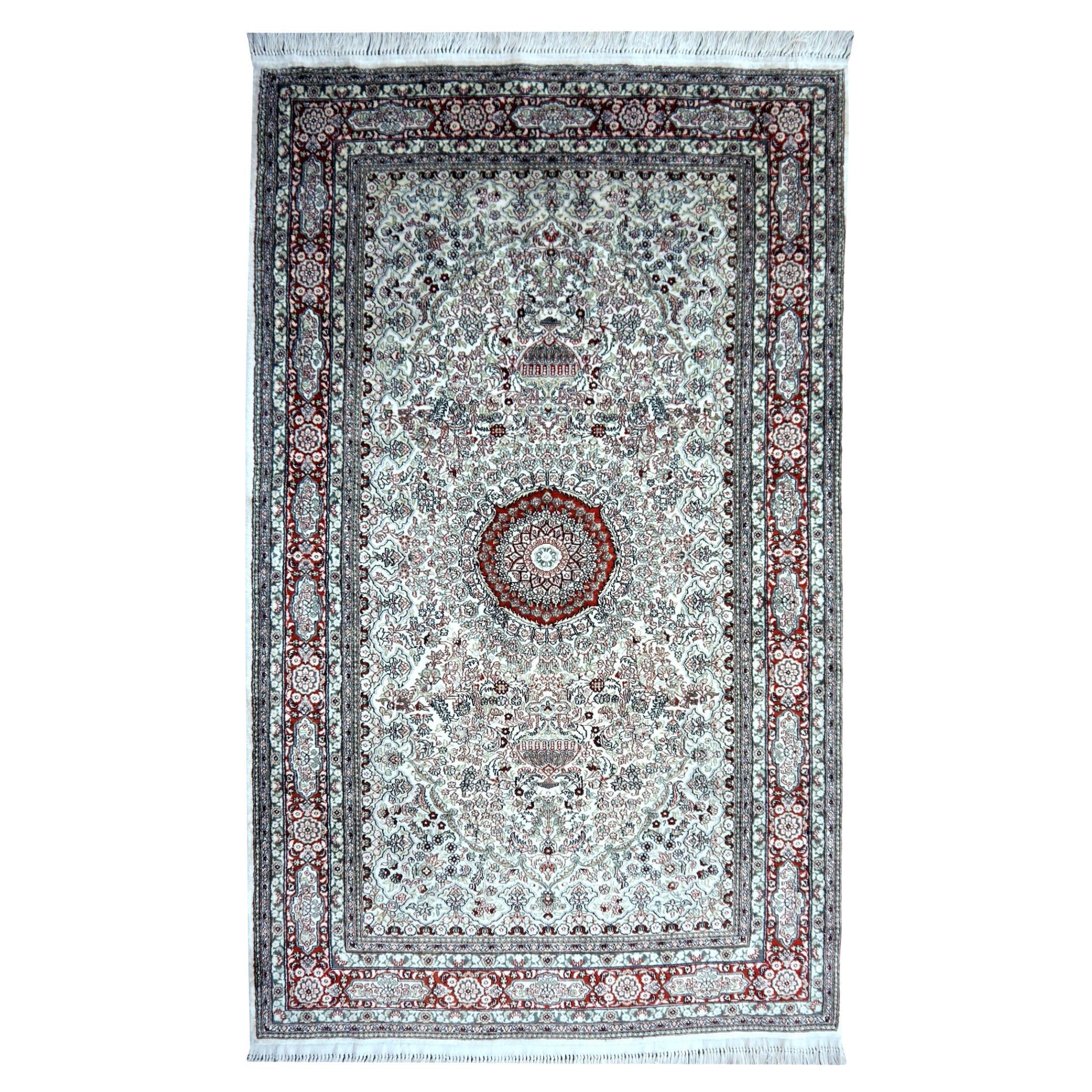 Vintage Mille Fleurs Hereke Turkish rug at 1stDibs
