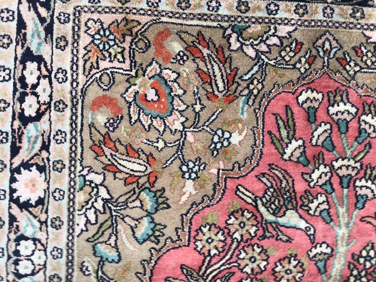 Vintage Silk Kashmir Rug For Sale at 1stDibs