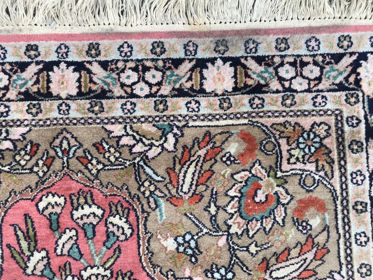 Vintage Silk Kashmir Rug For Sale at 1stDibs
