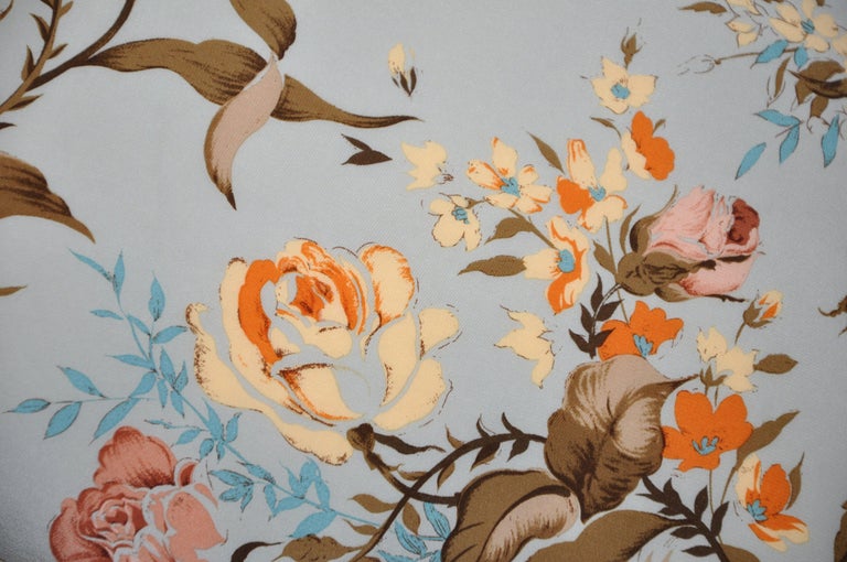 Vintage Silk YSL French Fabric Blue Pink Pillow Cushion Saint Laurent ...