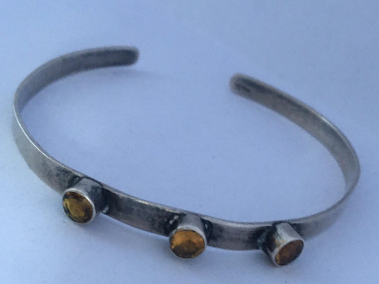 Vintage Silver Amber Bangle at 1stDibs