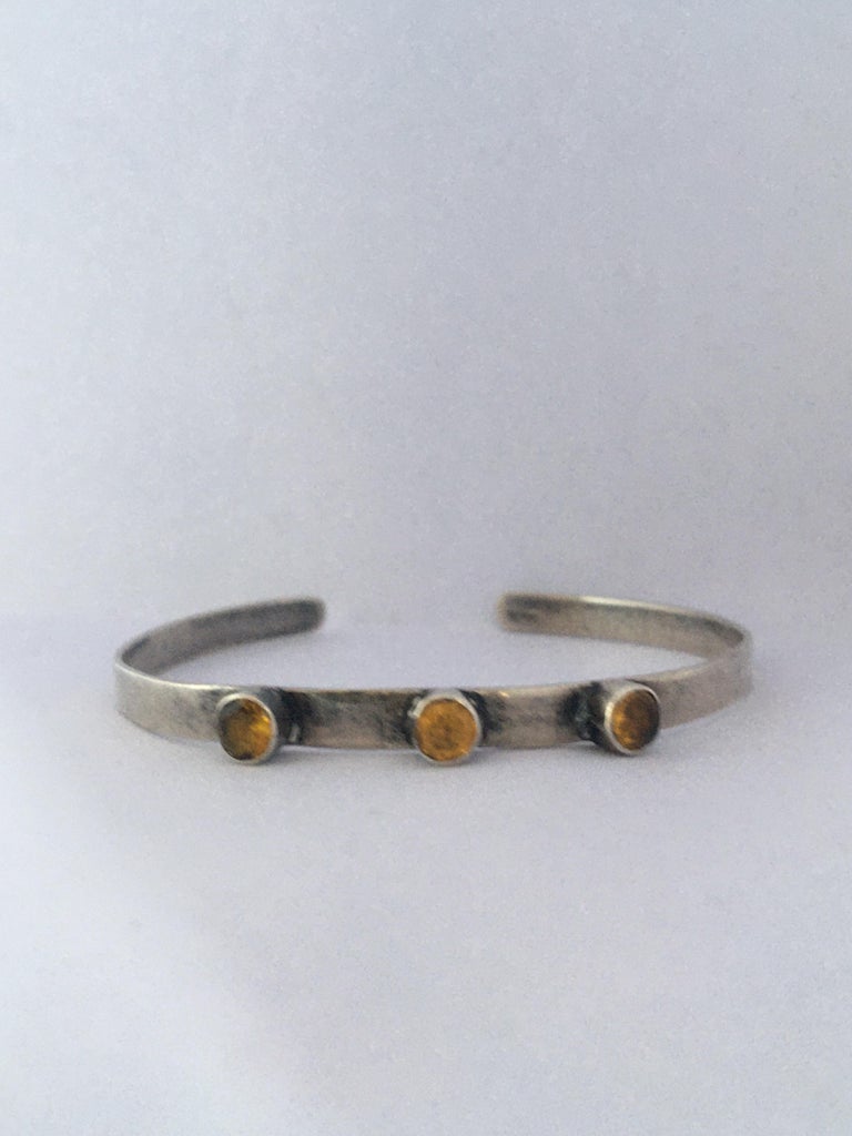 Vintage Silver Amber Bangle at 1stDibs