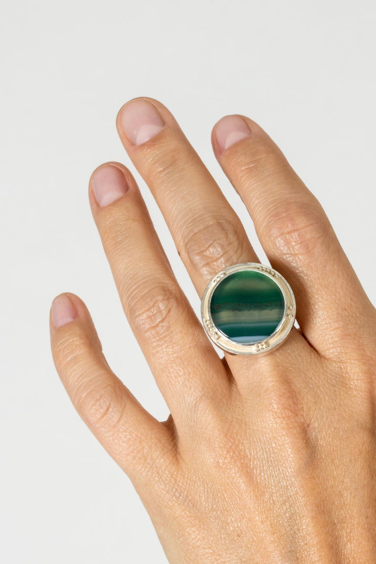 Vintage silver and banded agate ring, Sweden, 1986 For Sale at 1stDibs