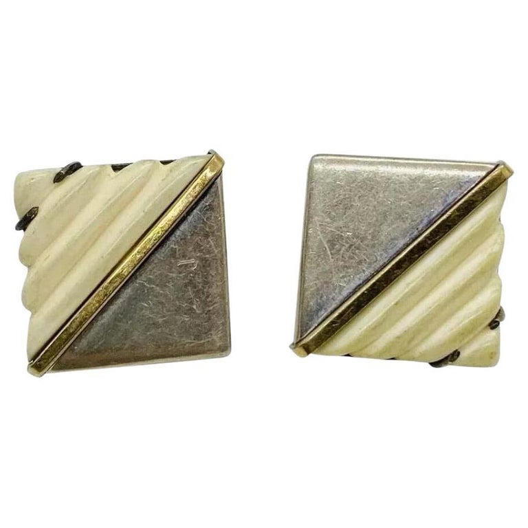 Vintage Silver and Gold Ciani Clip on Earrings at 1stDibs