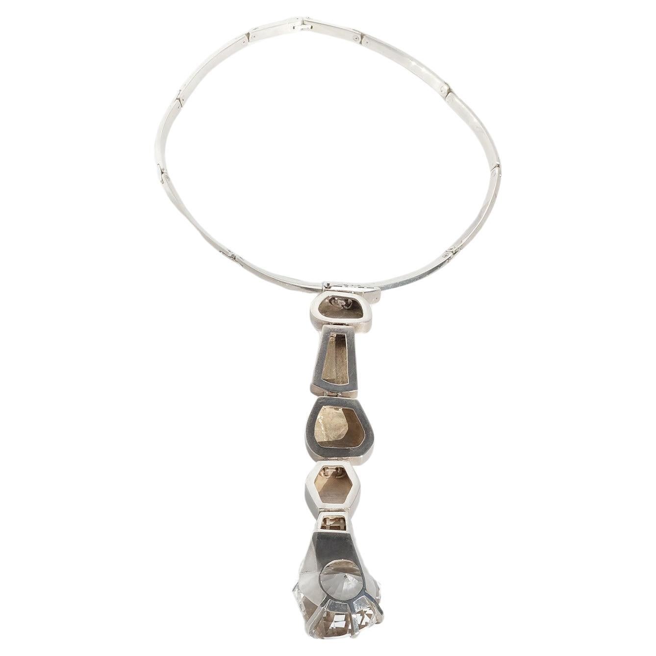 Vintage Silver and Rock Crystal Necklace by Jan Lundgren Made Year 1976 ...