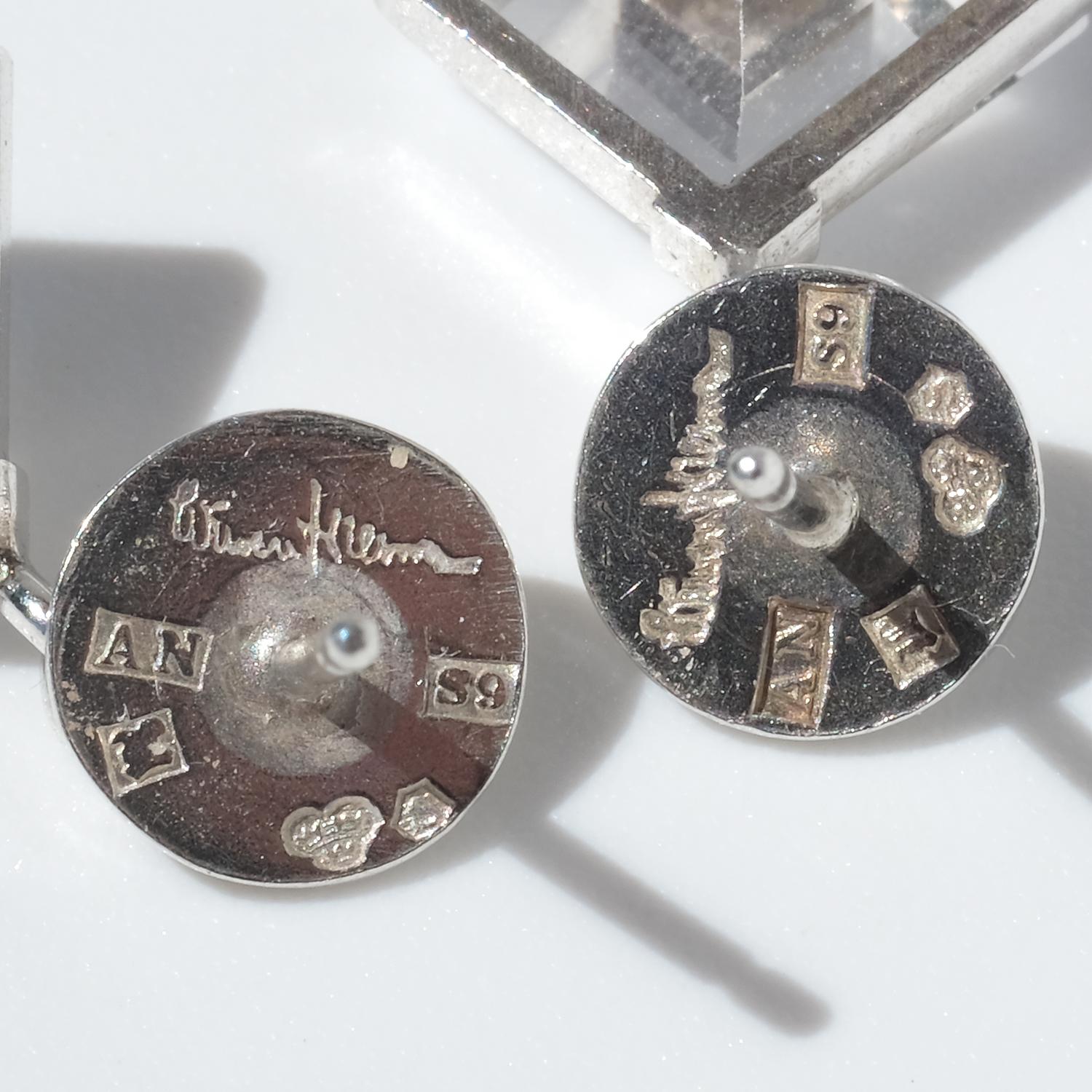 Vintage Silver and Rock Crystal Stud Earrings by Wiwen Nilsson Made ...
