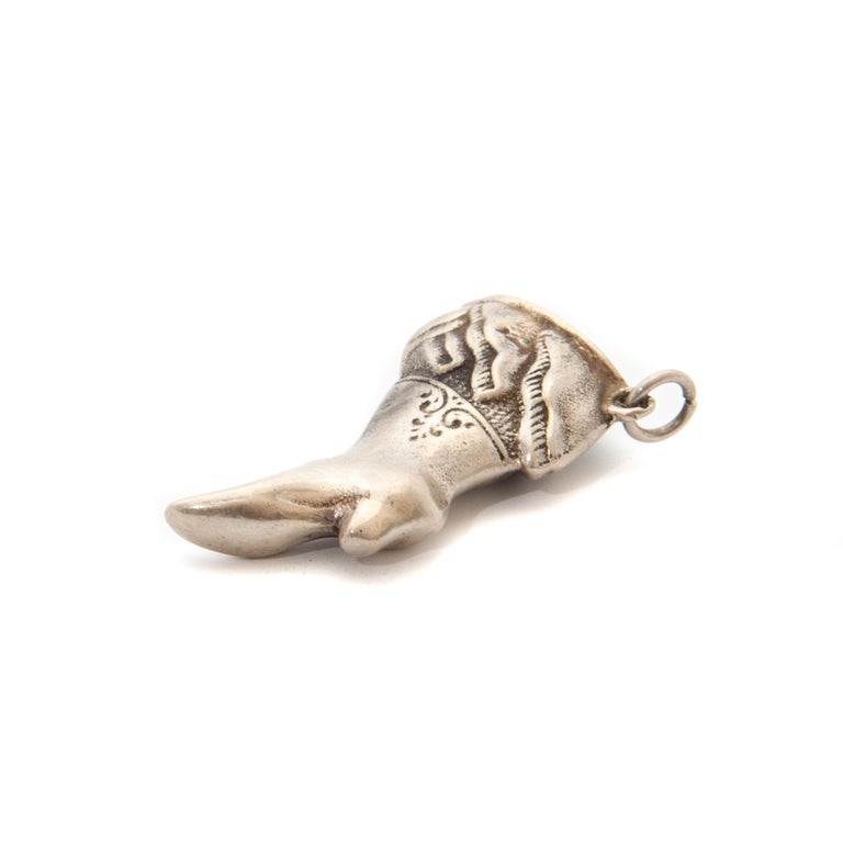 Vintage Boot Shoe Silver Charm Pendant For Sale at 1stDibs
