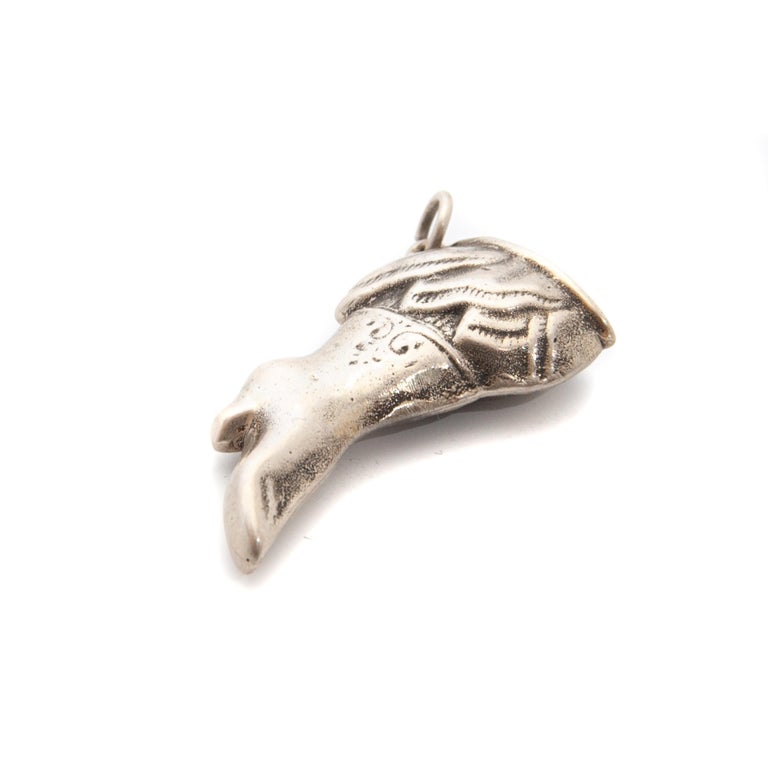 Vintage Boot Shoe Silver Charm Pendant For Sale at 1stDibs