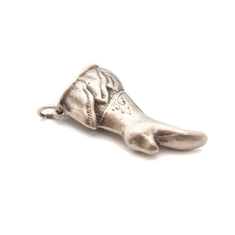 Vintage Boot Shoe Silver Charm Pendant For Sale at 1stDibs
