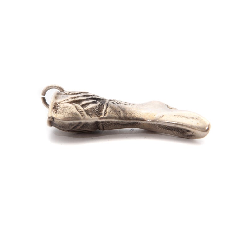 Vintage Boot Shoe Silver Charm Pendant For Sale at 1stDibs