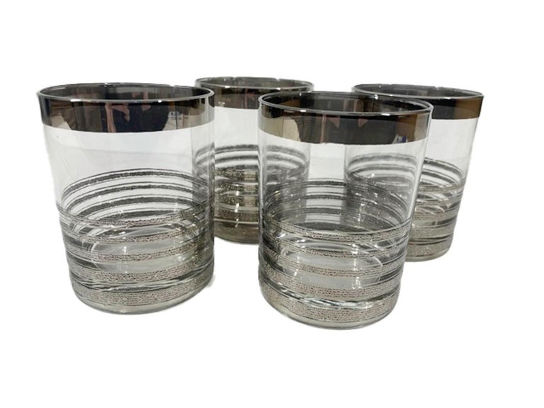 Vintage Silver Decorated Rocks Glasses with Smooth and Textured ...