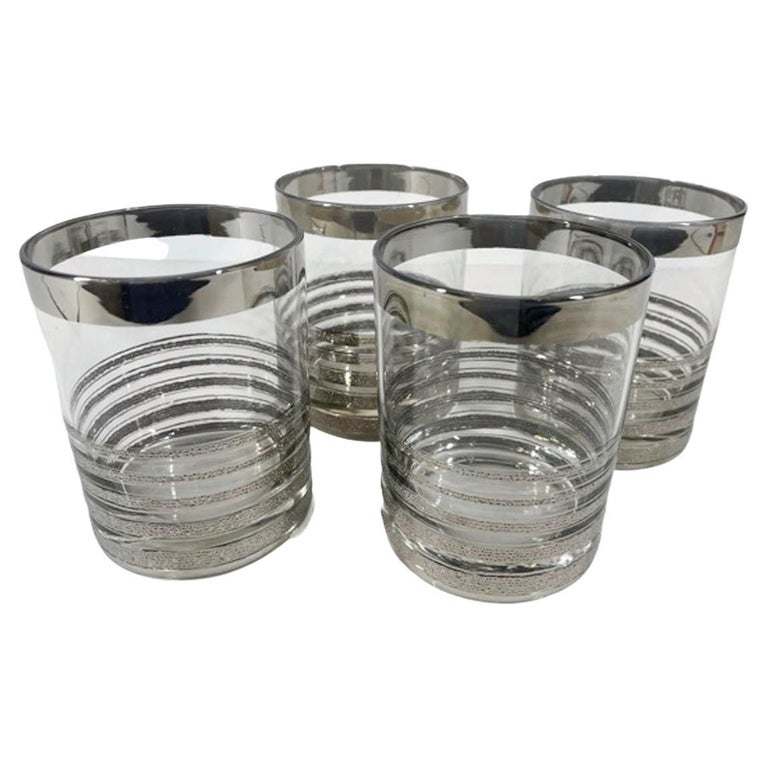 Vintage Silver Decorated Rocks Glasses with Smooth and Textured ...