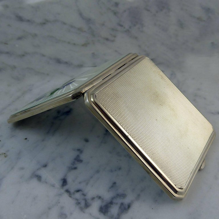 Vintage Silver and Enamelled Floral Powder Compact with Mirror ...