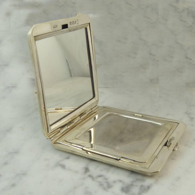 Vintage Silver and Enamelled Floral Powder Compact with Mirror ...
