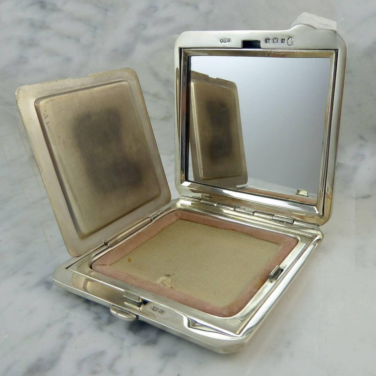 Vintage Silver and Enamelled Floral Powder Compact with Mirror ...