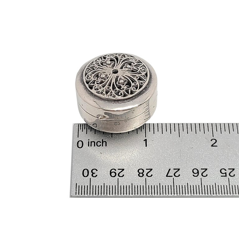 Silver Filigree Small Round Pill/Scent Box at 1stDibs