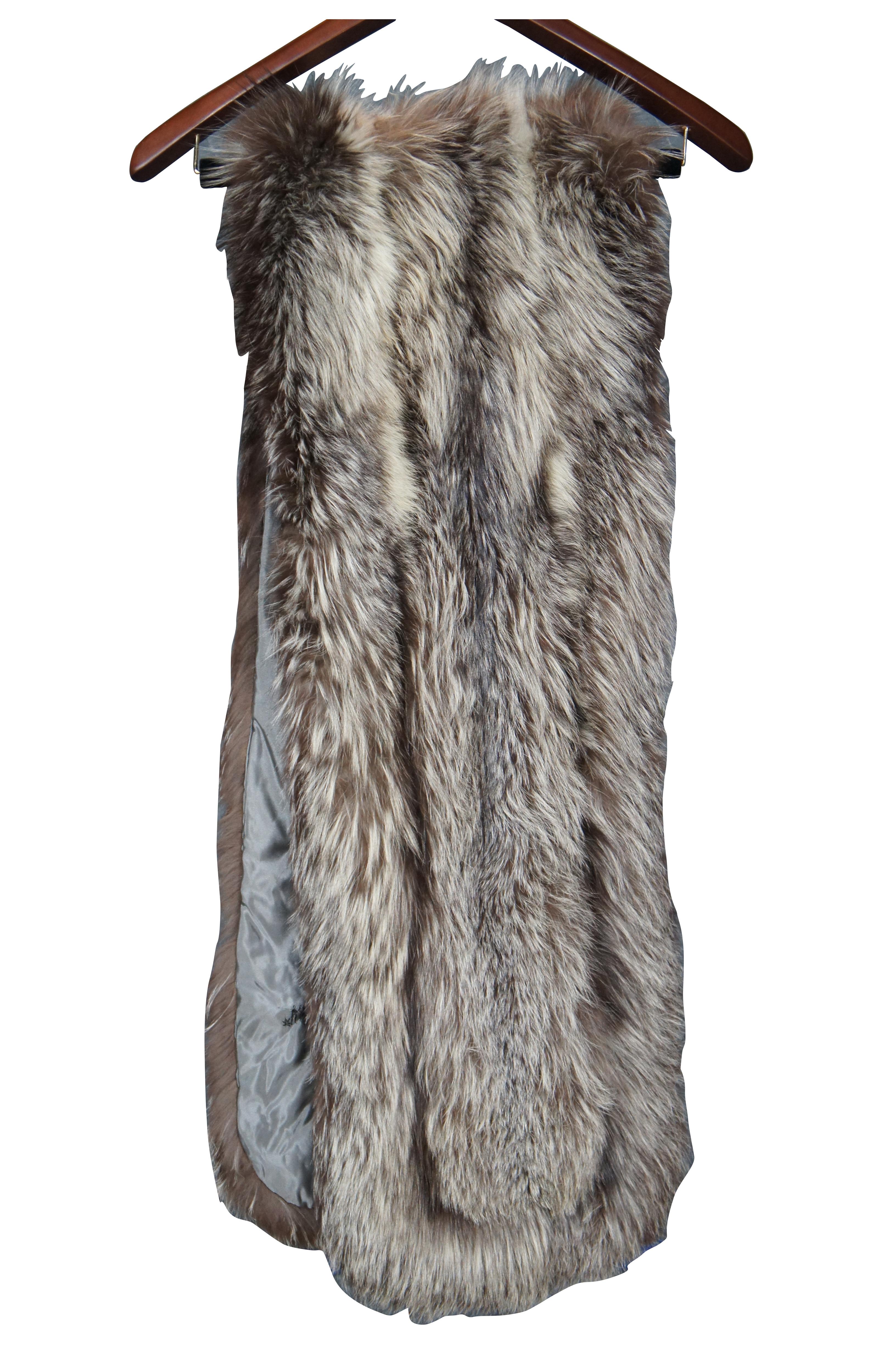 Vintage Silver Fox Fur Stole Scarf Wrap Collar Shawl Taxidermy Cape For ...