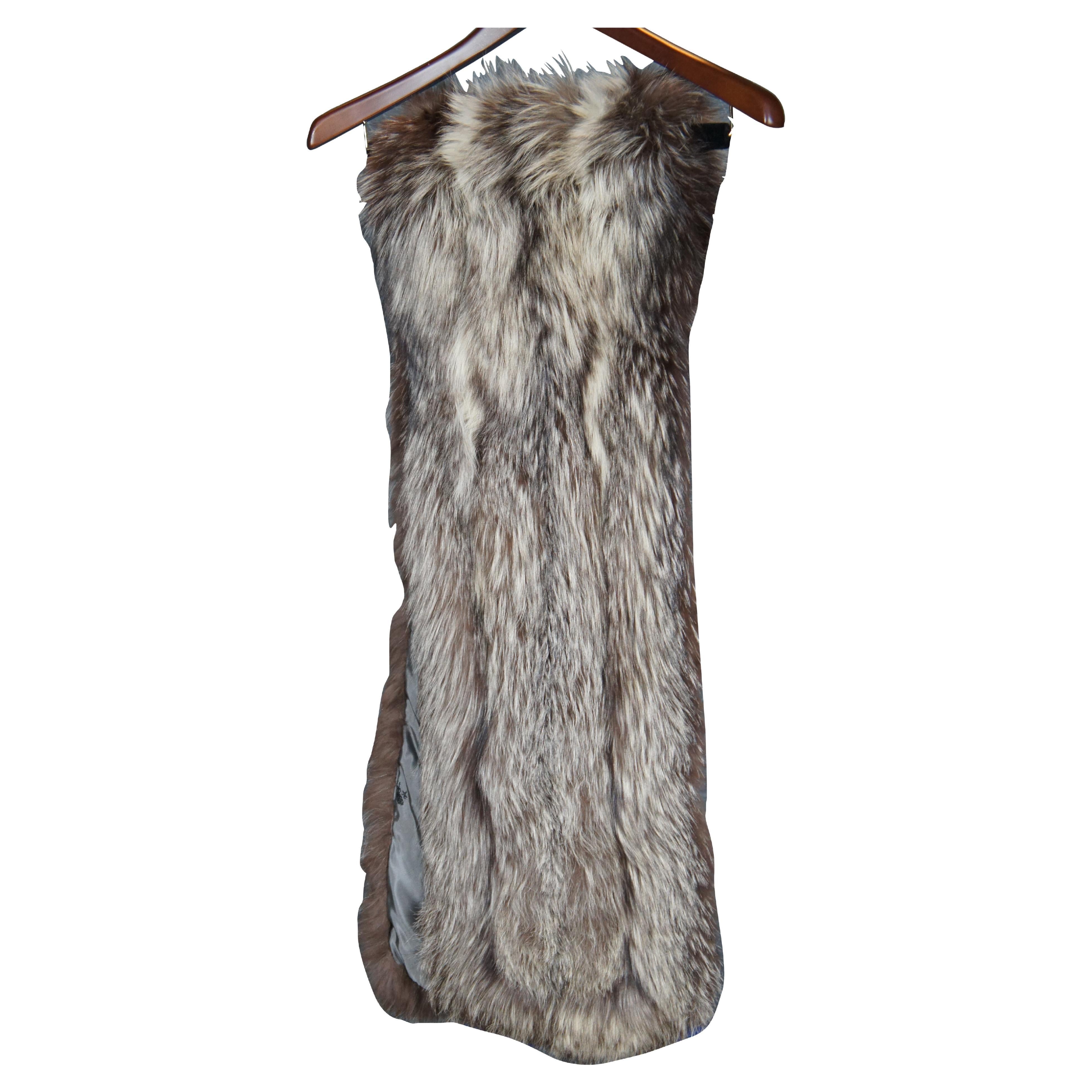 Vintage Silver Fox Fur Stole Scarf Wrap Collar Shawl Taxidermy Cape For ...