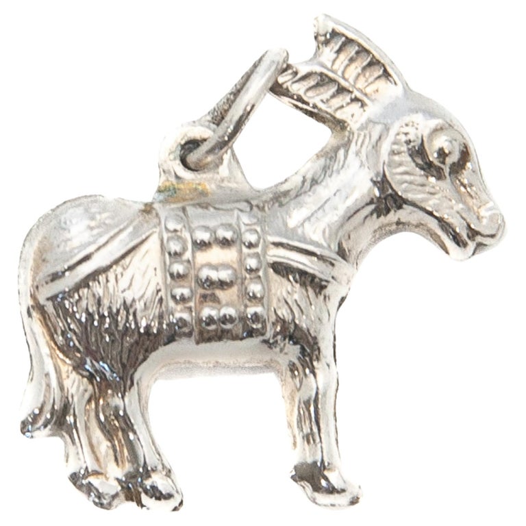 Vintage Greek Donkey Charm Silver Pendant at 1stDibs