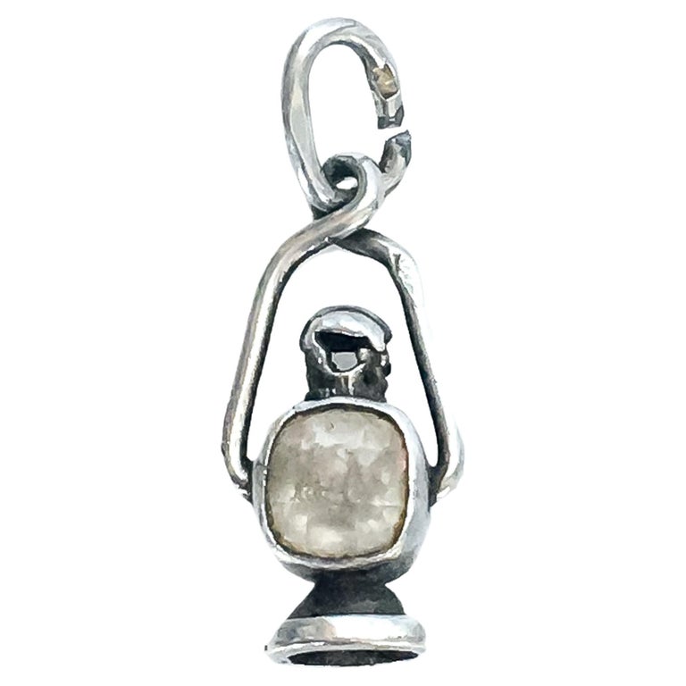 Vintage Silver Lantern Charm Pendant at 1stDibs