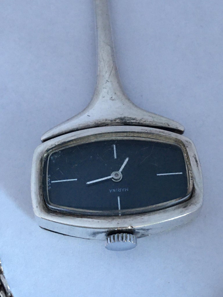 Vintage Silver Manual-Winding Pendant Watch For Sale at 1stDibs