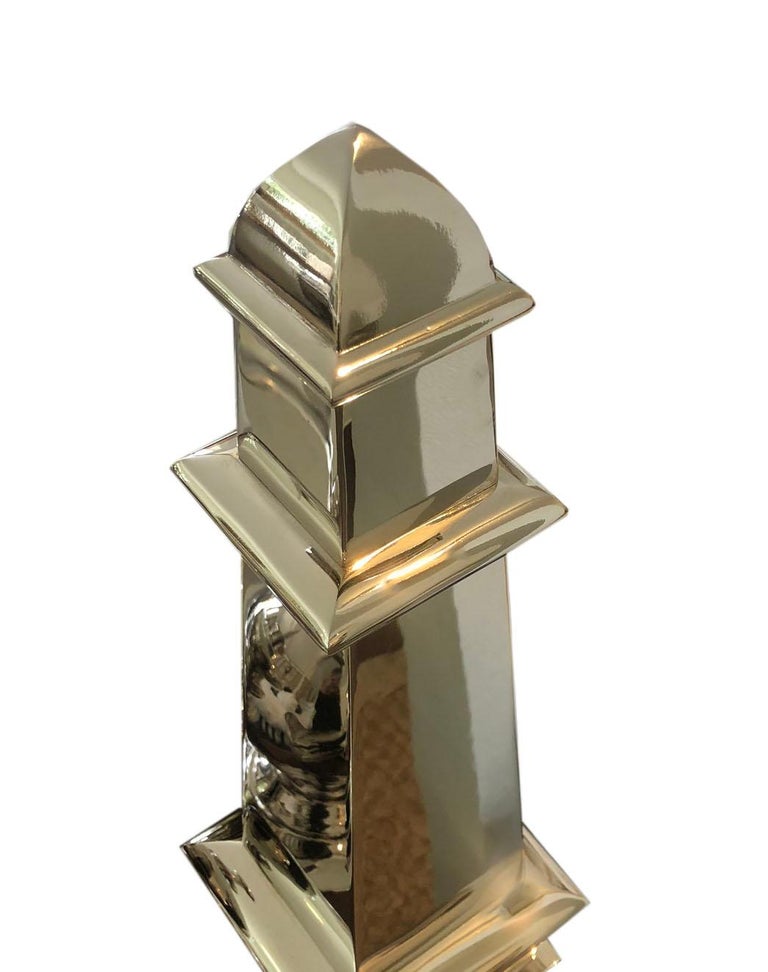 Vintage Silver Metal Tall Obelisk Sculpture at 1stDibs | silver obelisk ...