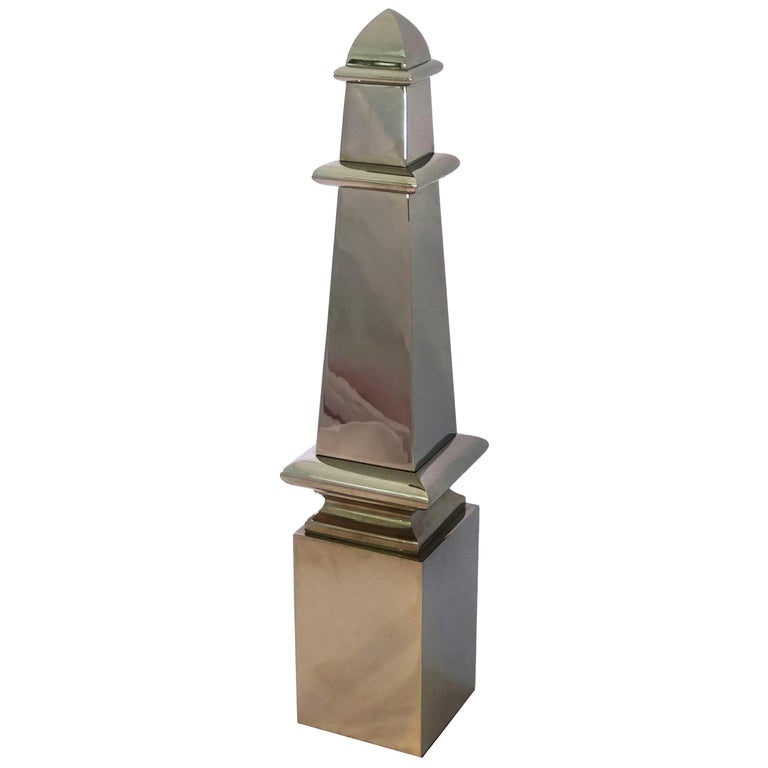Vintage Silver Metal Tall Obelisk Sculpture at 1stDibs | silver obelisk ...