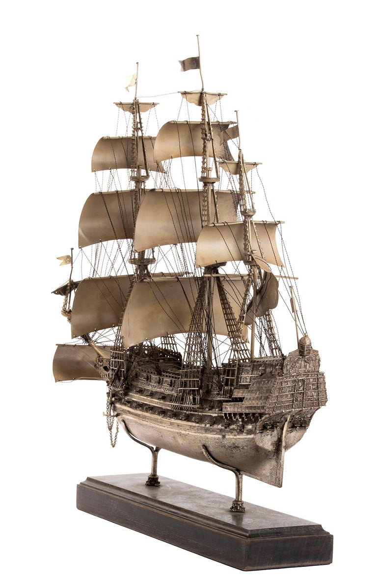 Vintage Silver Model of Sailing Ship "HMS ROYAL", Early 20th Century at ...