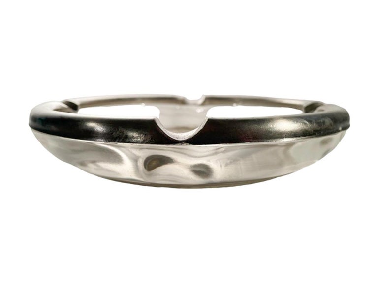 Vintage Silver Overlay Glass Ashtray w/ Sailfish, Unusual Large Size, 8 ...