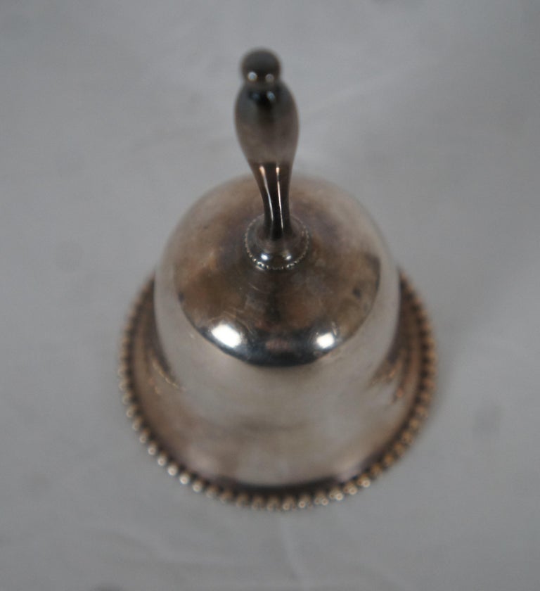Vintage Silver Plate Hand Bell Dinner Tea Service Bell Beaded Edge For ...