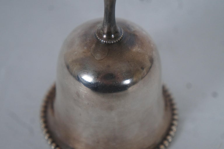 Vintage Silver Plate Hand Bell Dinner Tea Service Bell Beaded Edge For ...